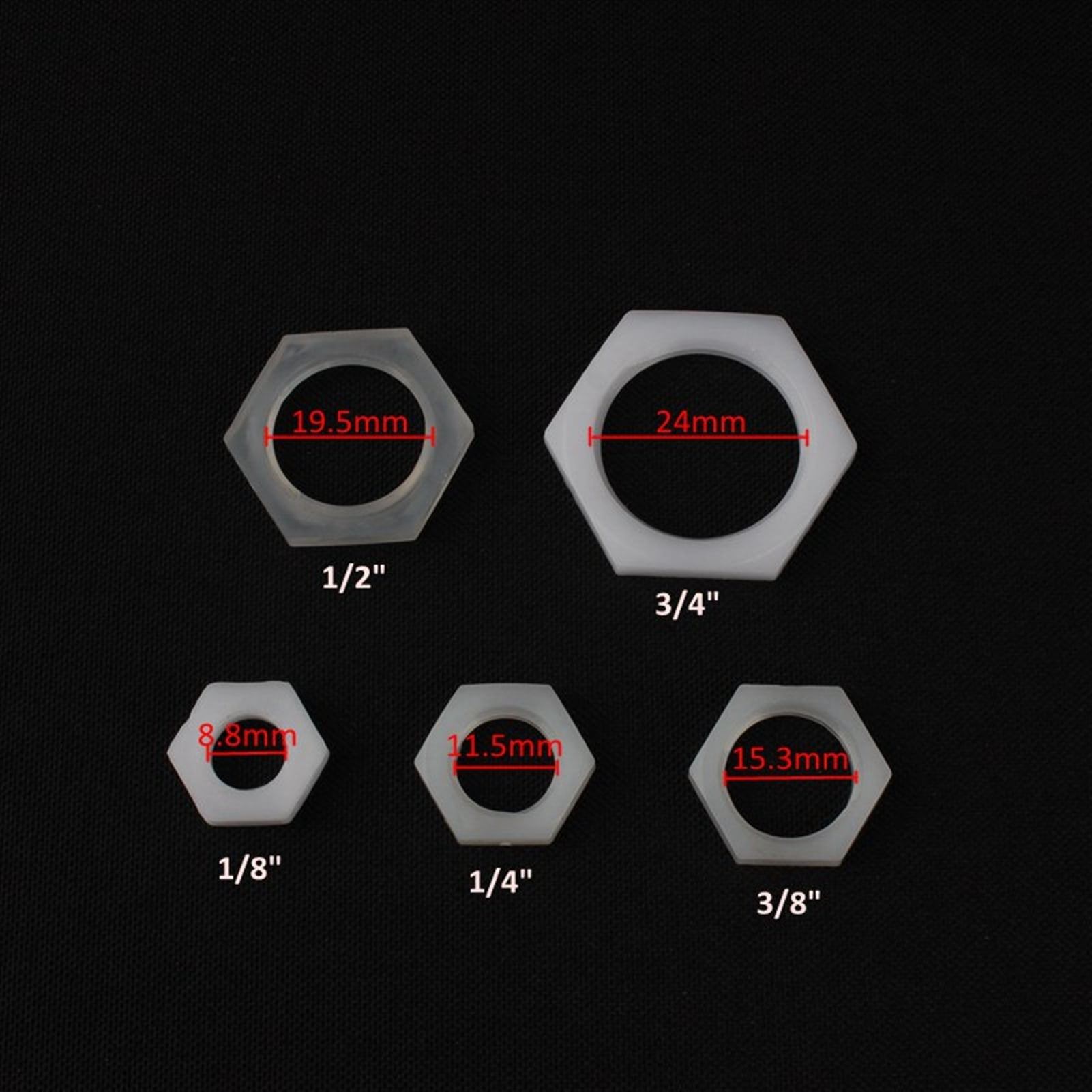 10pcs NuoNuoWell Plastic Hexagon 1/8"~3/4" Thread Nut Connector Adapter ...