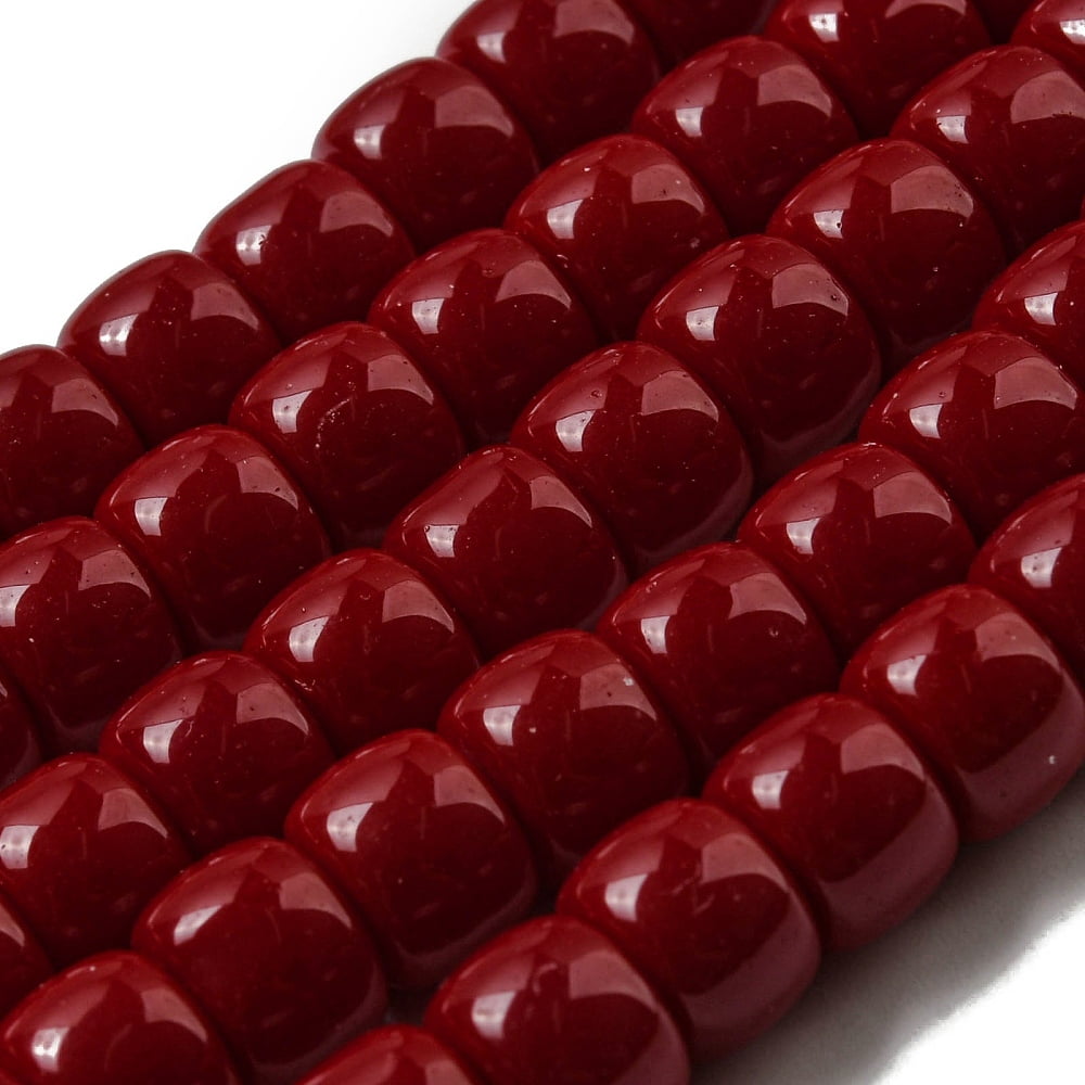 10pcs Opaque Glass Beads Strands Barrel FireBrick 8x6mm Hole: 1.6mm ...