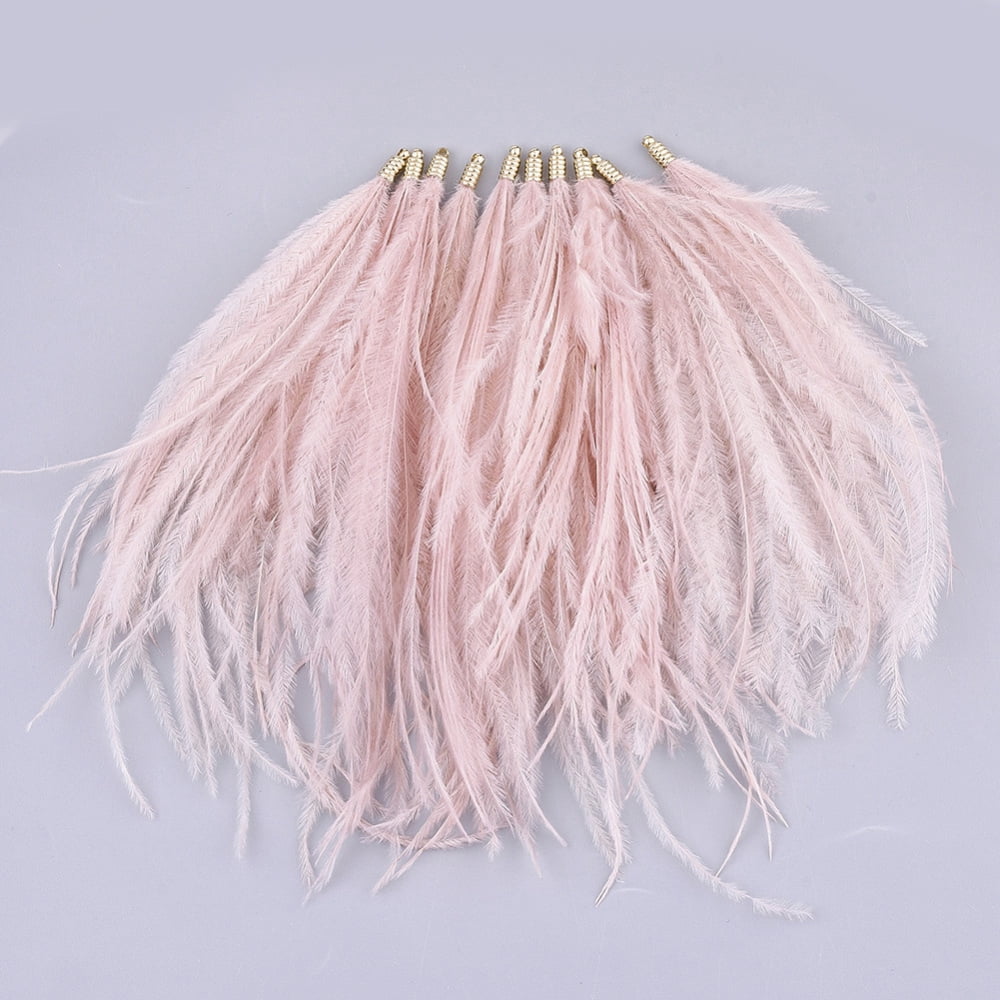 10pcs Ostrich Feather Tassel Big Pendant Decorations with Brass ...