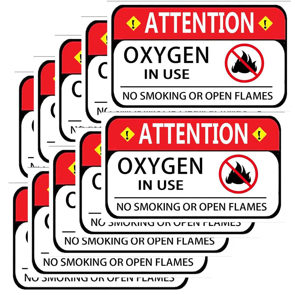 10pcs Oxygen In Use Warning Sign Stickers Labels, 3×5 Inch Adhesive ...