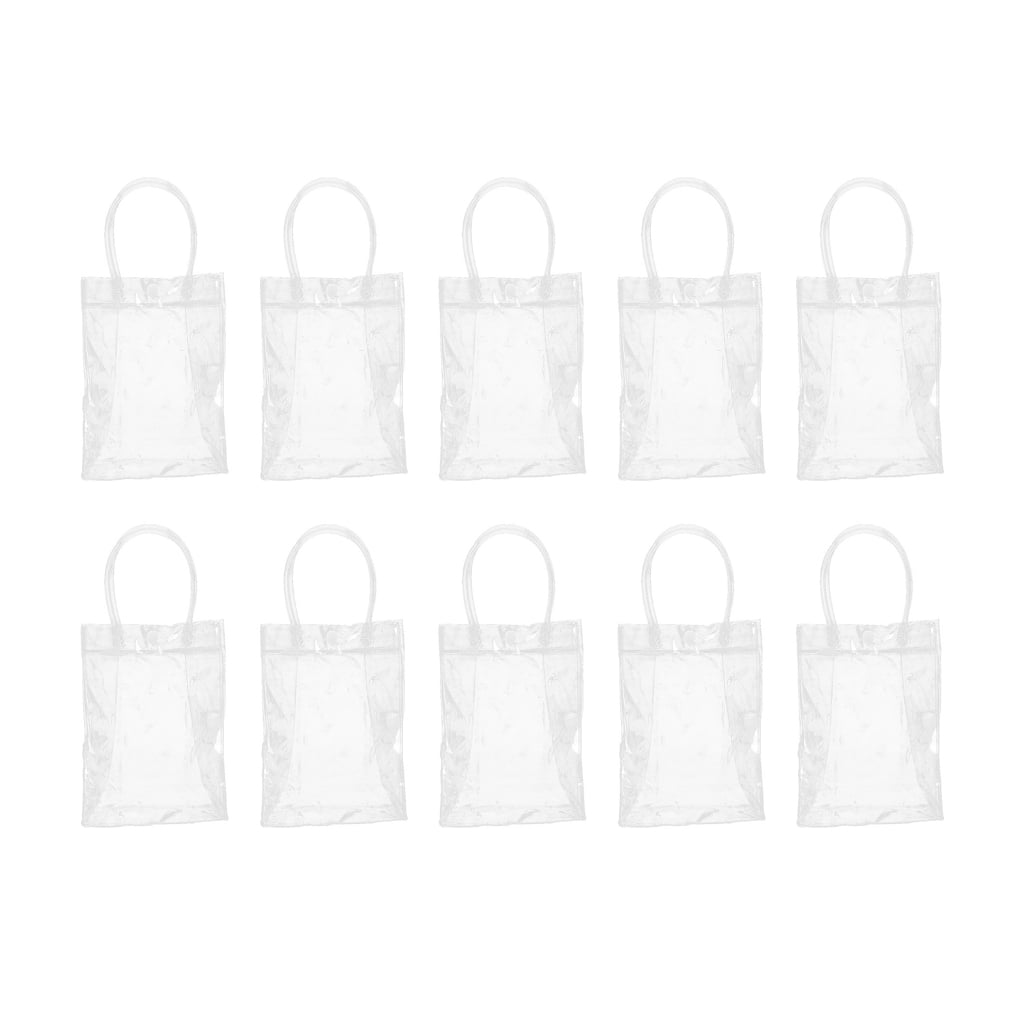 10pcs PVC Clear Tote Bags with Handle Portable Gift Handbag Supplies ...