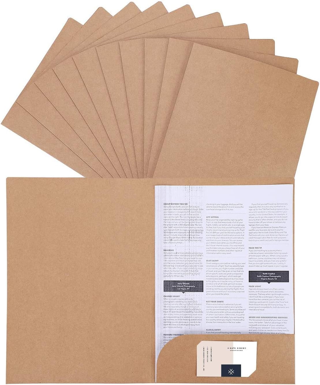 Khaki A4 Bifold Paper Folders with Single Pocket for Storage Use 10 Pcs ...