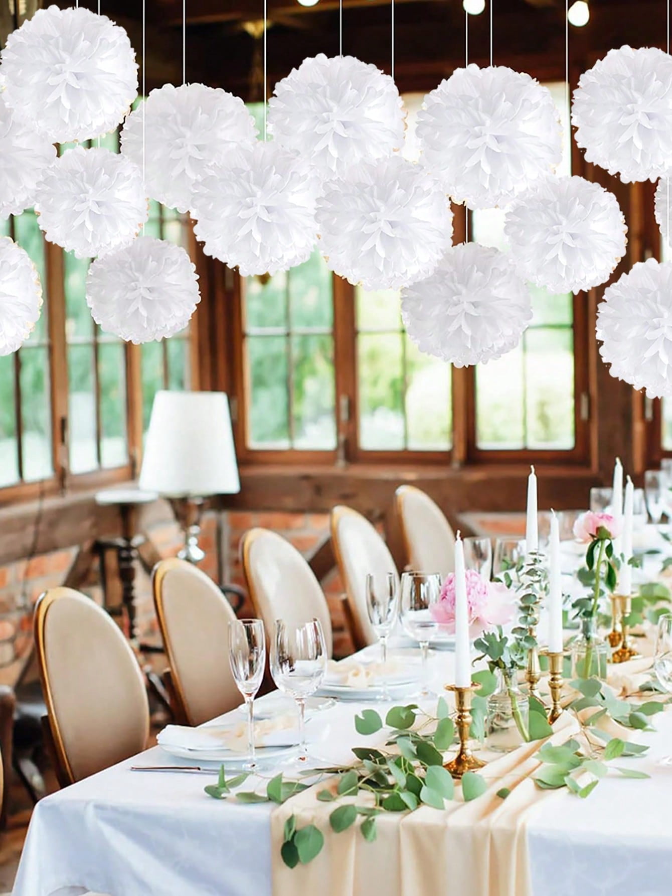 10pcs Paper Pom Poms White Tissue Flowers Ball, Hanging Decoration for ...