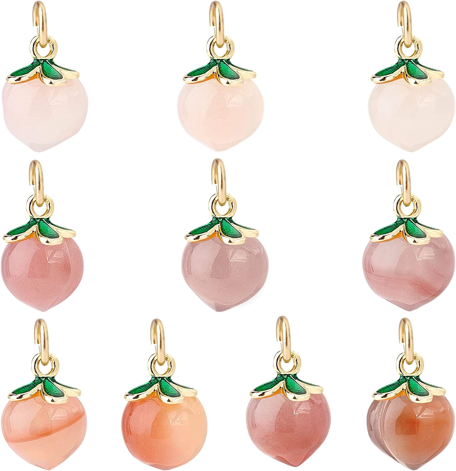 10pcs Peach Agate Pendants Natural Agate Peach Pendants Enamel Fruit ...