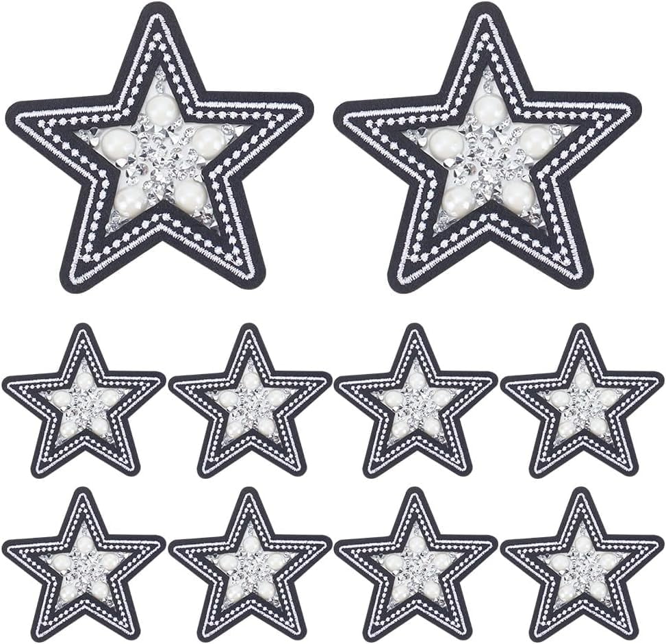 10pcs Pearl Star Patches Iron on Rhinestone Star Patches for Clothing ...