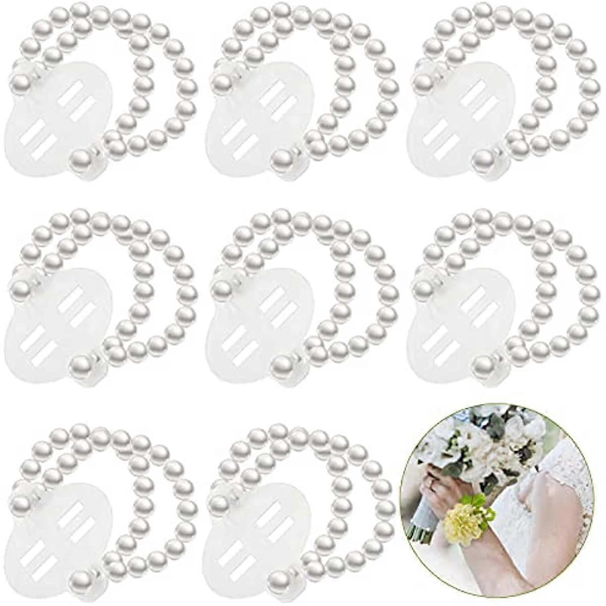 10pcs Pearl Wrist Torus Stretch Bracelets DIY Elastic Pearl Wrist Bands ...