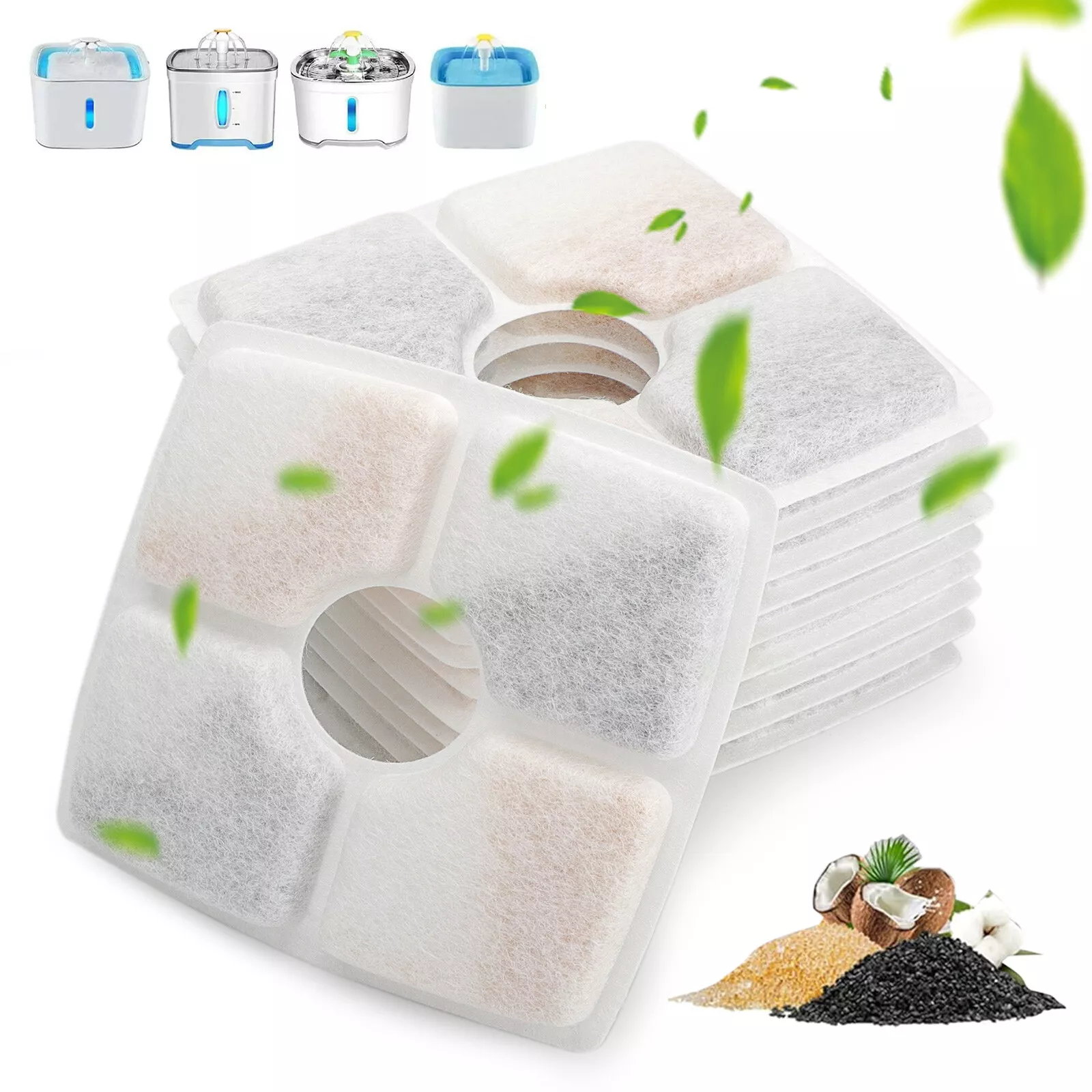 10pcs Pet Cat Water Fountain Filters Replacement for Square 84oz ...