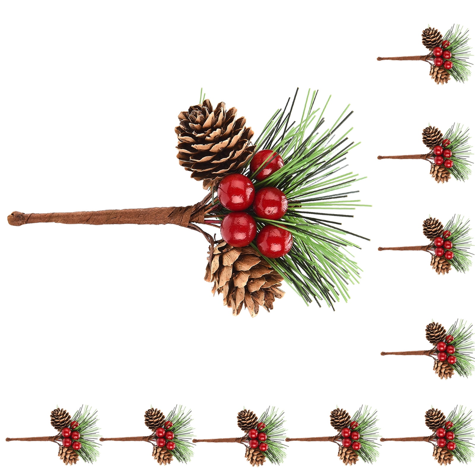 10pcs Pine Cone Branches Christmas Wreath Artificial Flower Crafts ...