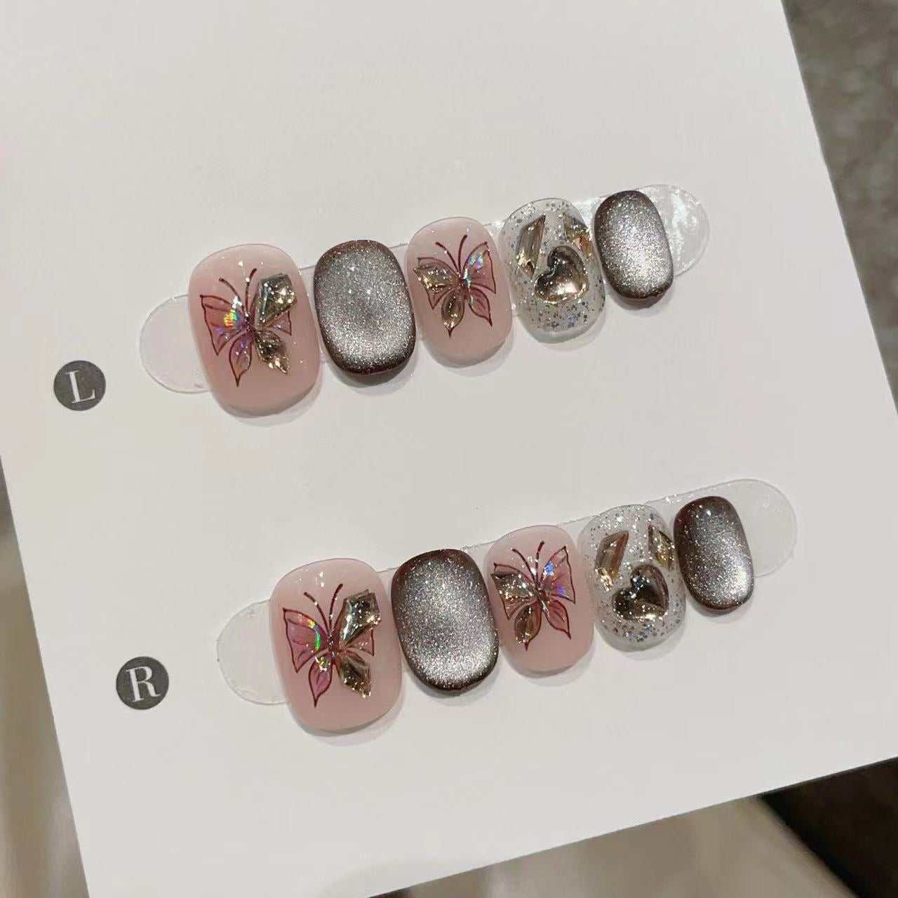 10pcs Pink French Handmade Nails Short French style Handmade Wear Nail ...