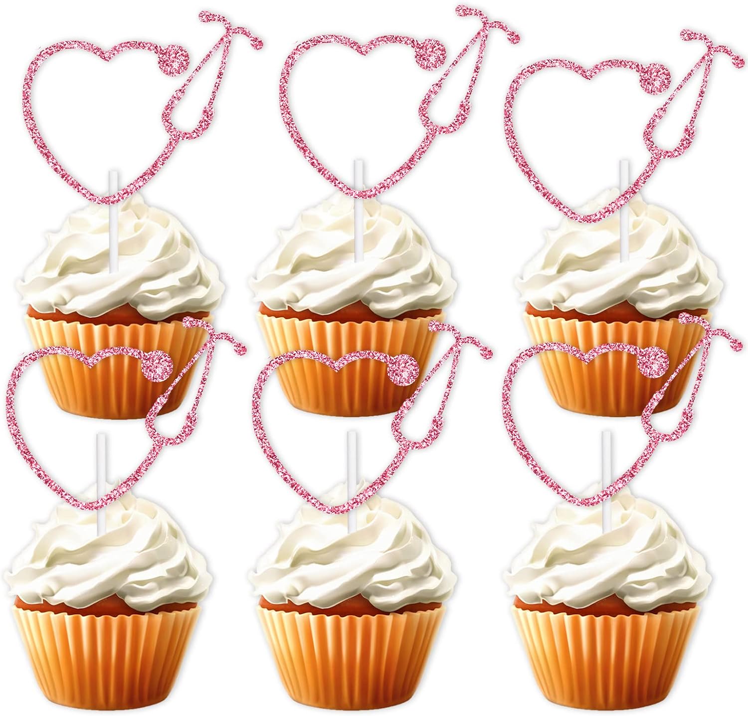 10pcs Pink Glitter Doctor's Stethoscope Dessert Cupcake Medical College ...