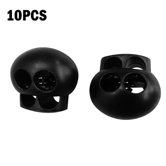 10pcs Plastic Cord Stopper Dual Holes Clothes Pants DIY Crafting Toggle ...