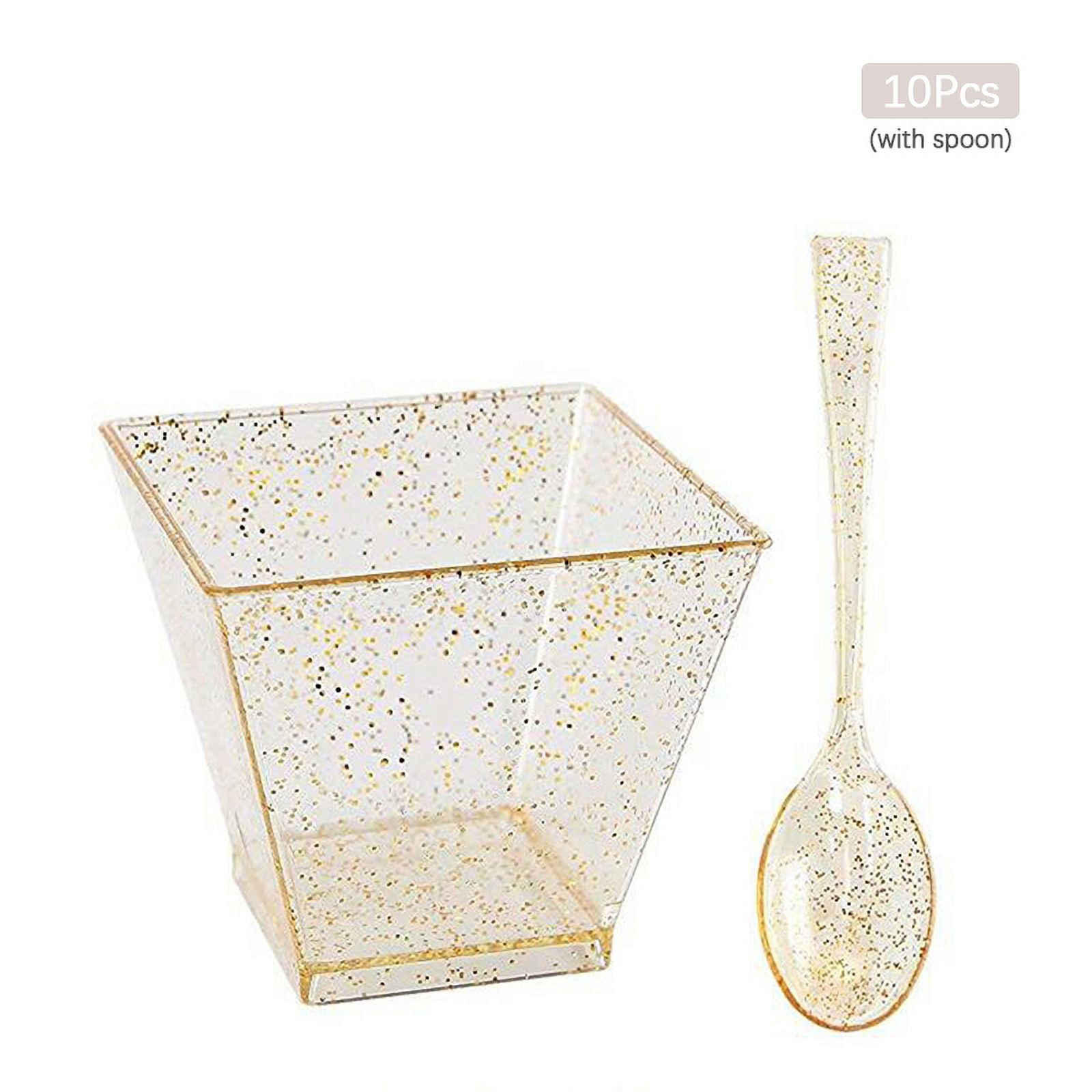 10pcs Plastic Dessert Cups Square Trapezoid Disposable Food Cake ...