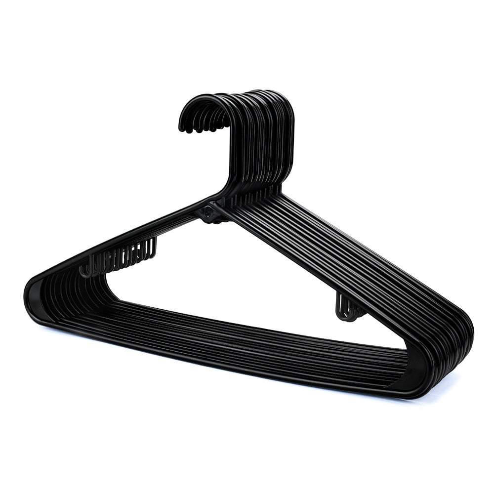 10pcs Plastic Hanger Simple Bold Drying Rack Black Non-slip Hook ...