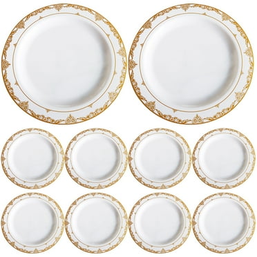 Efavormart 10 Pack Clear Sunflower Plastic Dinner Plates with Gold ...