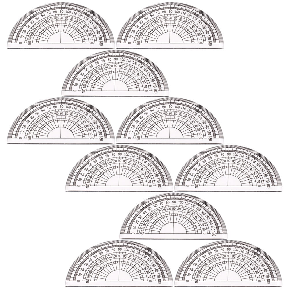 10pcs Plastic Protractors Math Protractor Angle Measurement Tools 180 ...