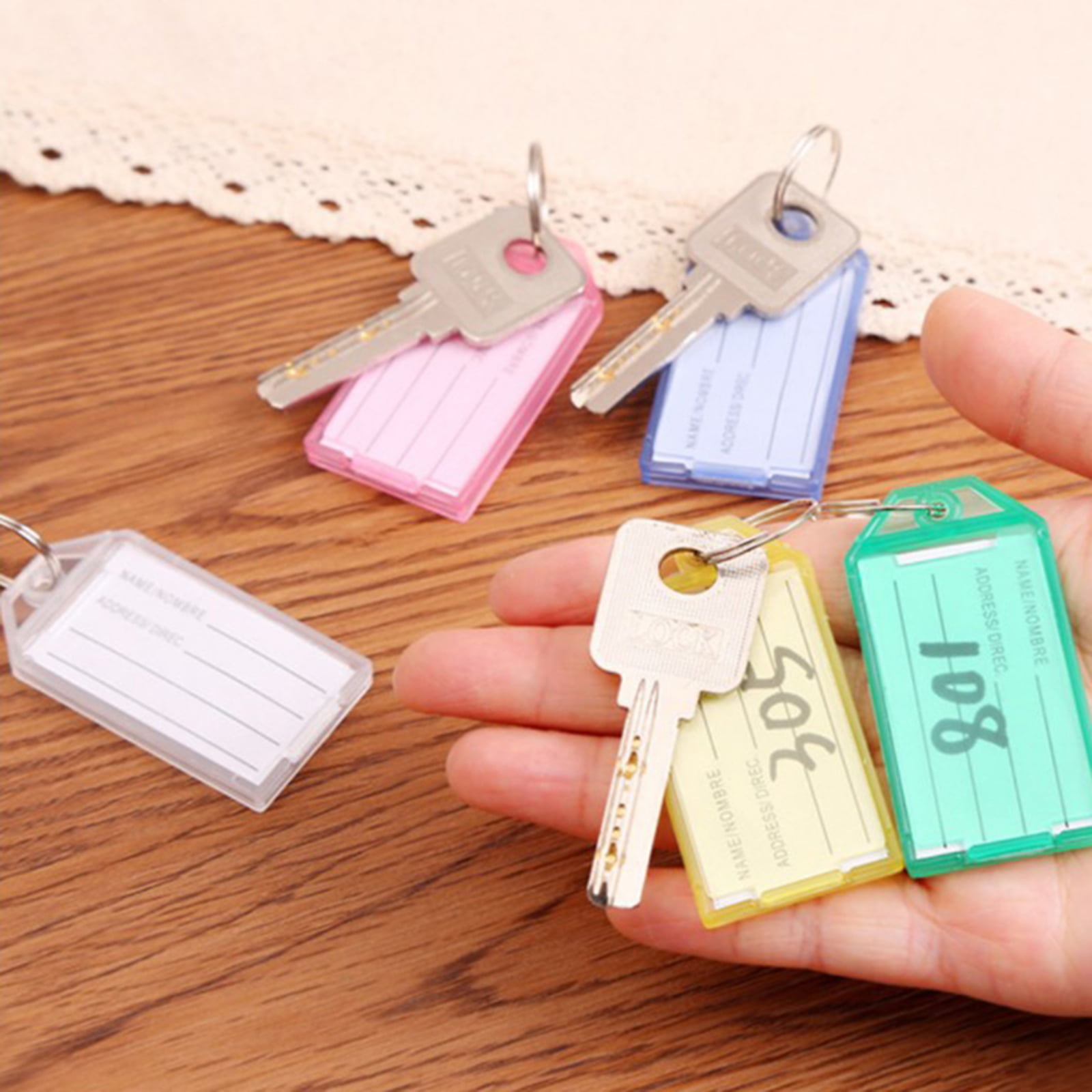 10pcs Plastic Transparent Clamshell Key Tag Classification Label ...