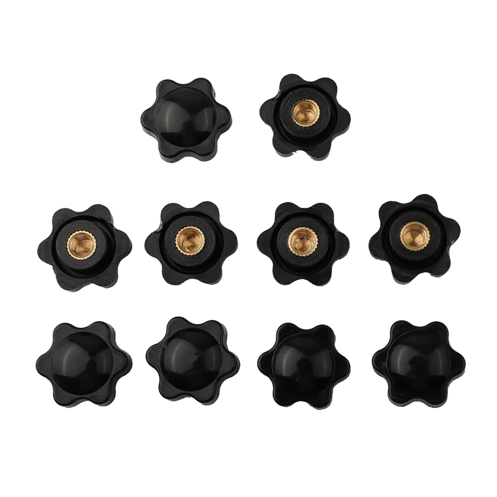10pcs Plum Hand Tight Nut Star Mechanical Black Thumb Nut Clamping Knob ...
