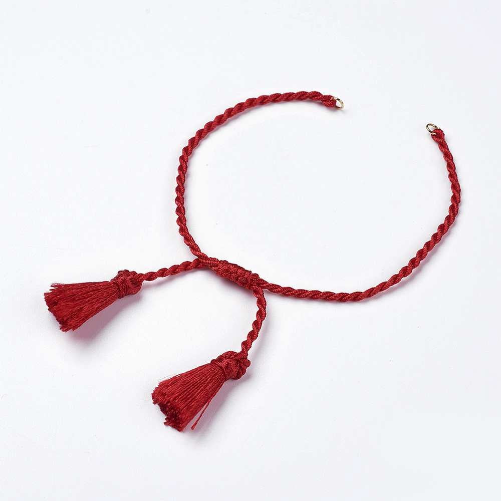 10pcs Polyester Bracelet Making with Tassel FireBrick 10-7/8 inch(275mm ...