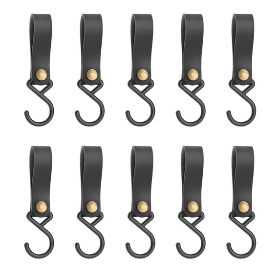10pcs Portable S Shaped Hooks with PU Leather Strap Bathroom Towel ...