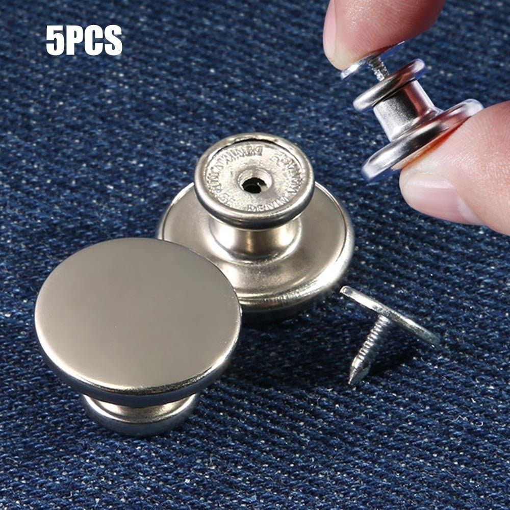 10pcs Portable Waist Adjust Removable Nailless No-Sewing Metal Button ...