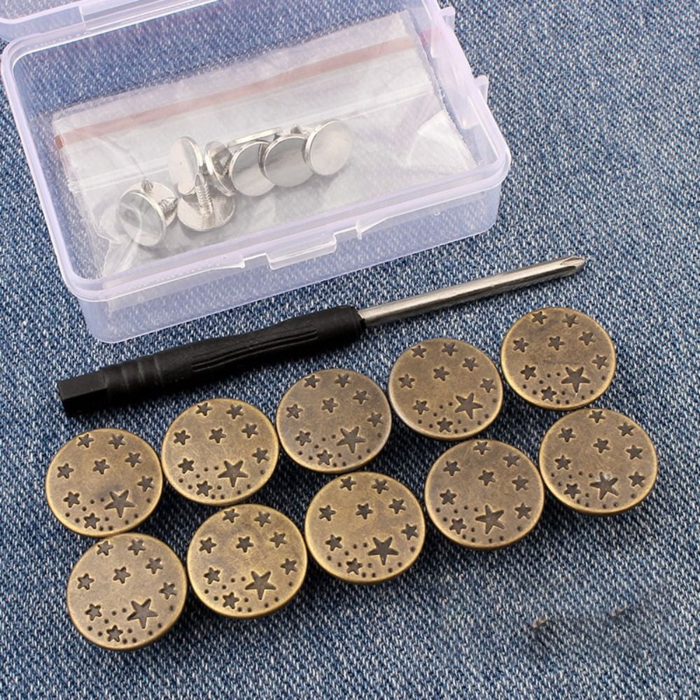 10pcs Portable Waist Adjust Removable Nailless No-Sewing Metal Button ...