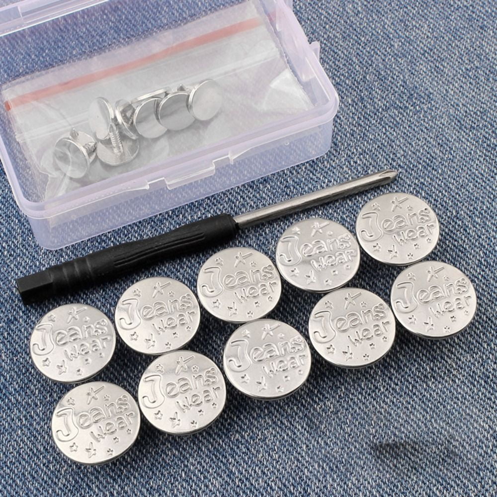 10pcs Portable Waist Adjust Removable Nailless No-Sewing Metal Button ...