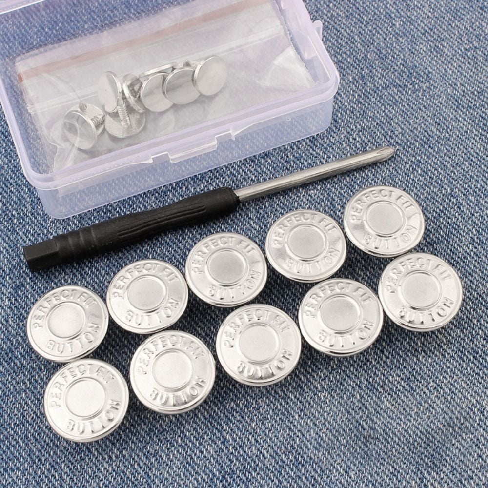 10pcs Portable Waist Adjust Removable Nailless No-Sewing Metal Button ...