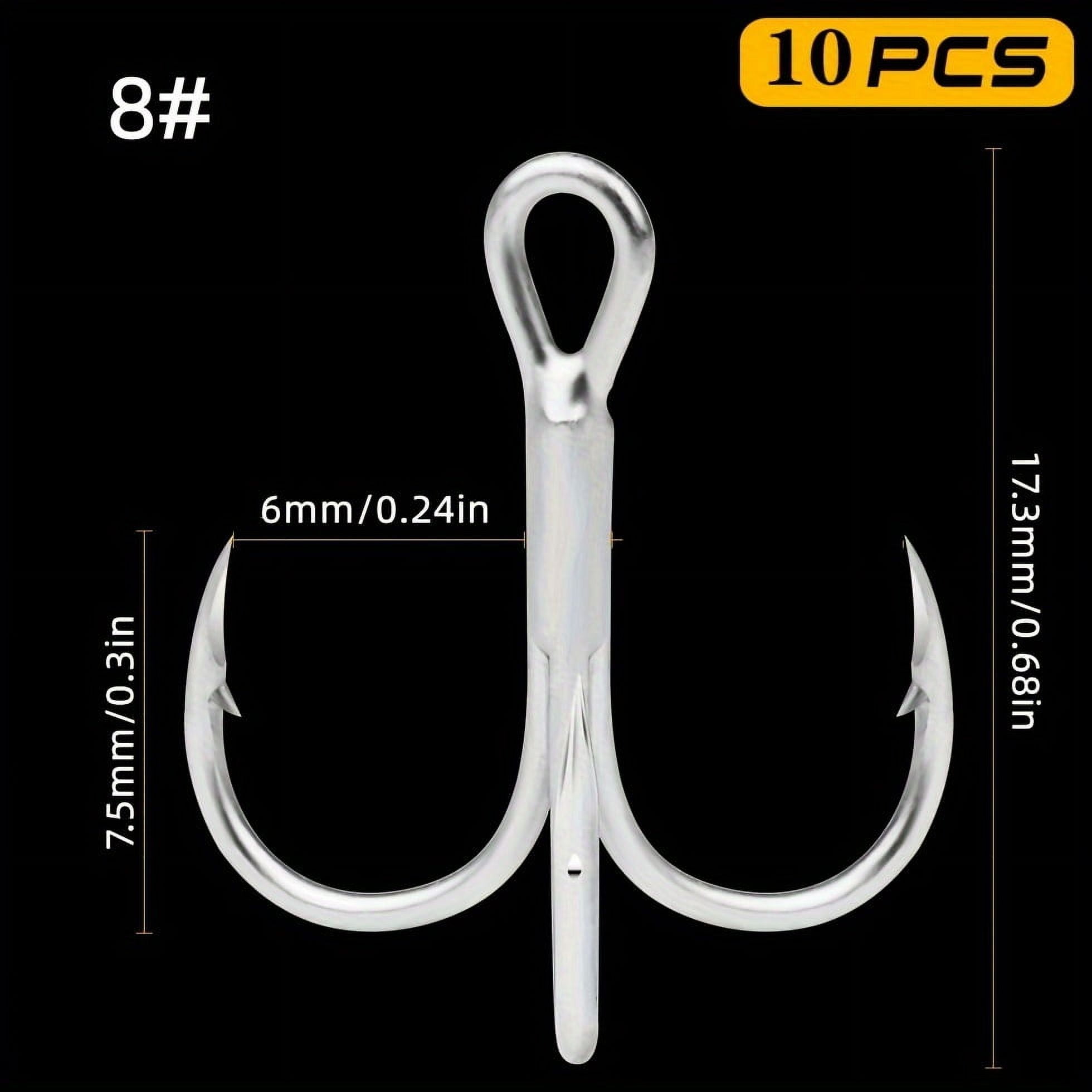 10pcs Premium Stainless Steel Treble Hooks - High Strength, Round Bent ...