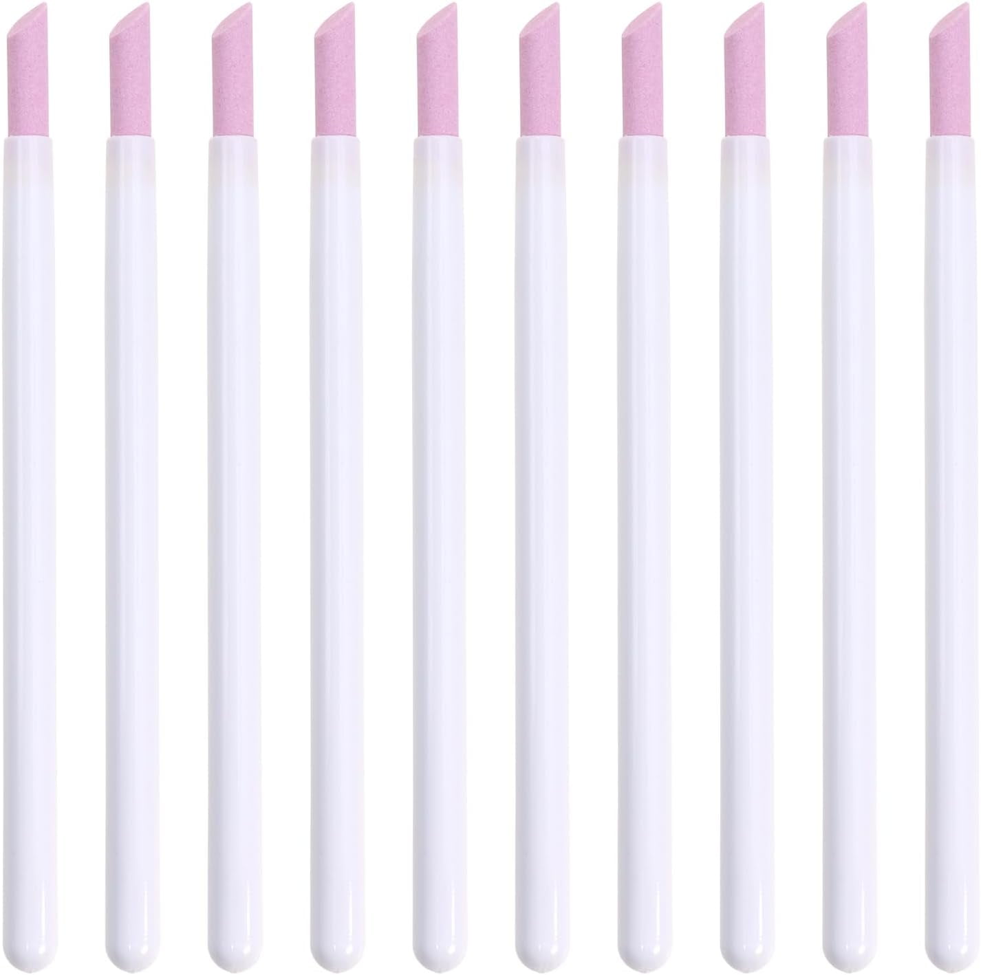 10pcs Pumice Stone Nail Cuticle Pushers Plastic Handle Trimmer Cleaning ...