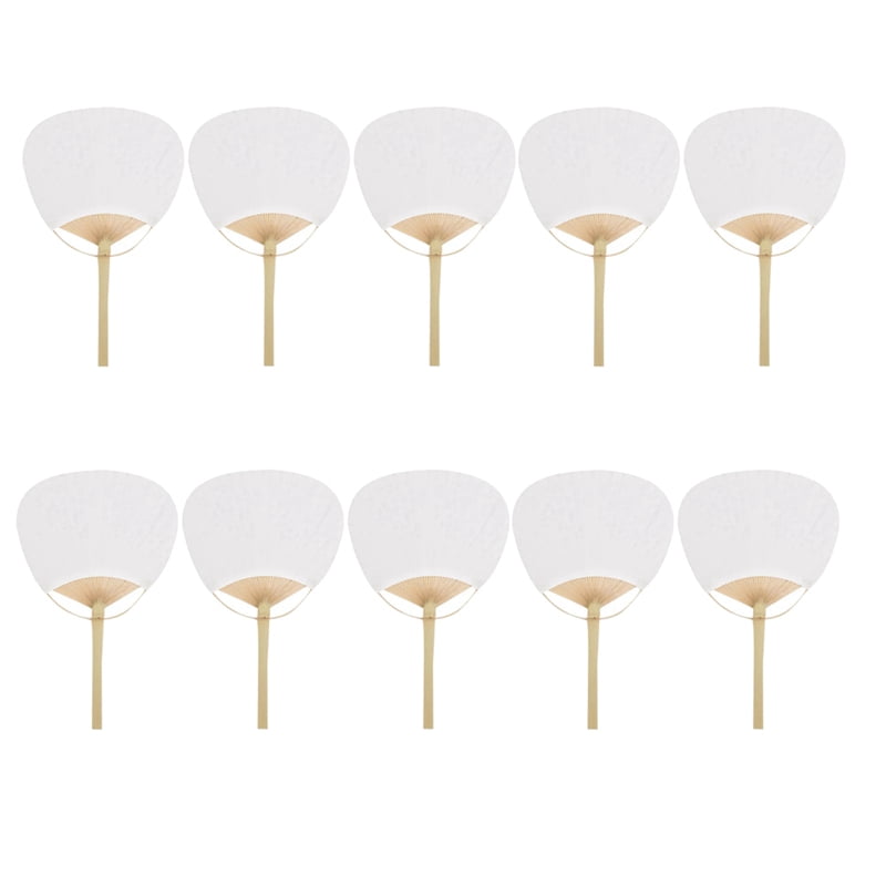 10pcs Pure White Bamboo Handle Blank Calligraphy Painting Blank Group ...