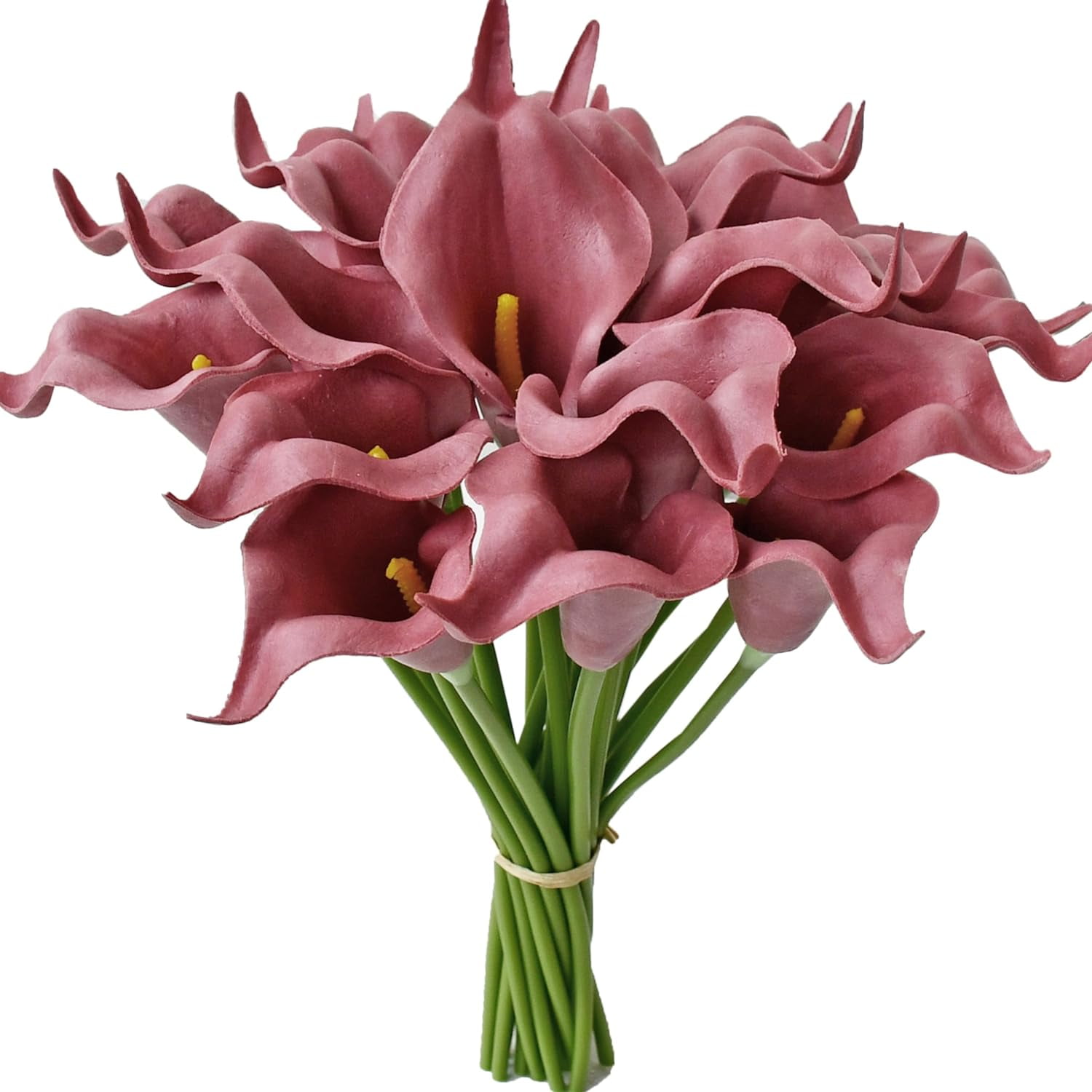 10pcs Pure Yellow Flowers Artificial Calla Lily Silk Fake Flowers 13.5 ...