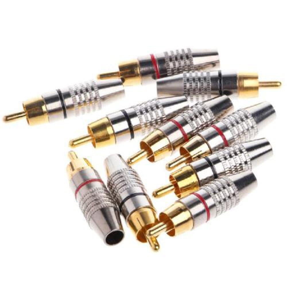 10Pcs Rca Male Plug Audio Video Locking Cable Connector Gold Plated ...
