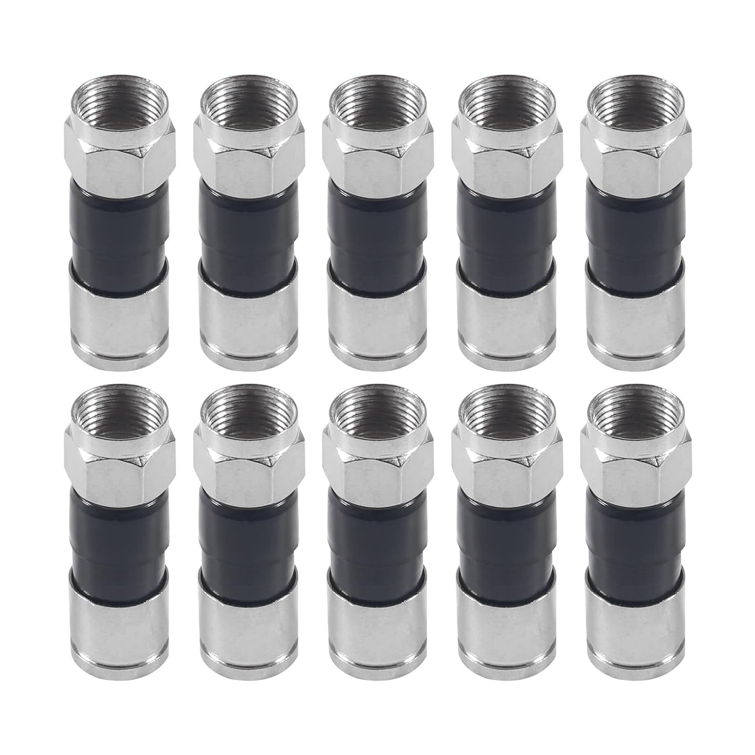 10pcs RG6 F-Type Compression Connectors for Coaxial Cable Waterproof ...