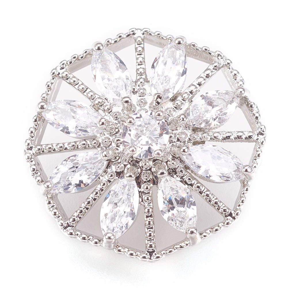 10pcs Rack Plating Brass Micro Pave Cubic Zirconia Shank Buttons ...