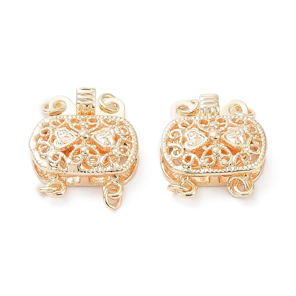 10pcs Rack Plating Brass box Clasps 2-strand 4-hole Long-Lasting ...