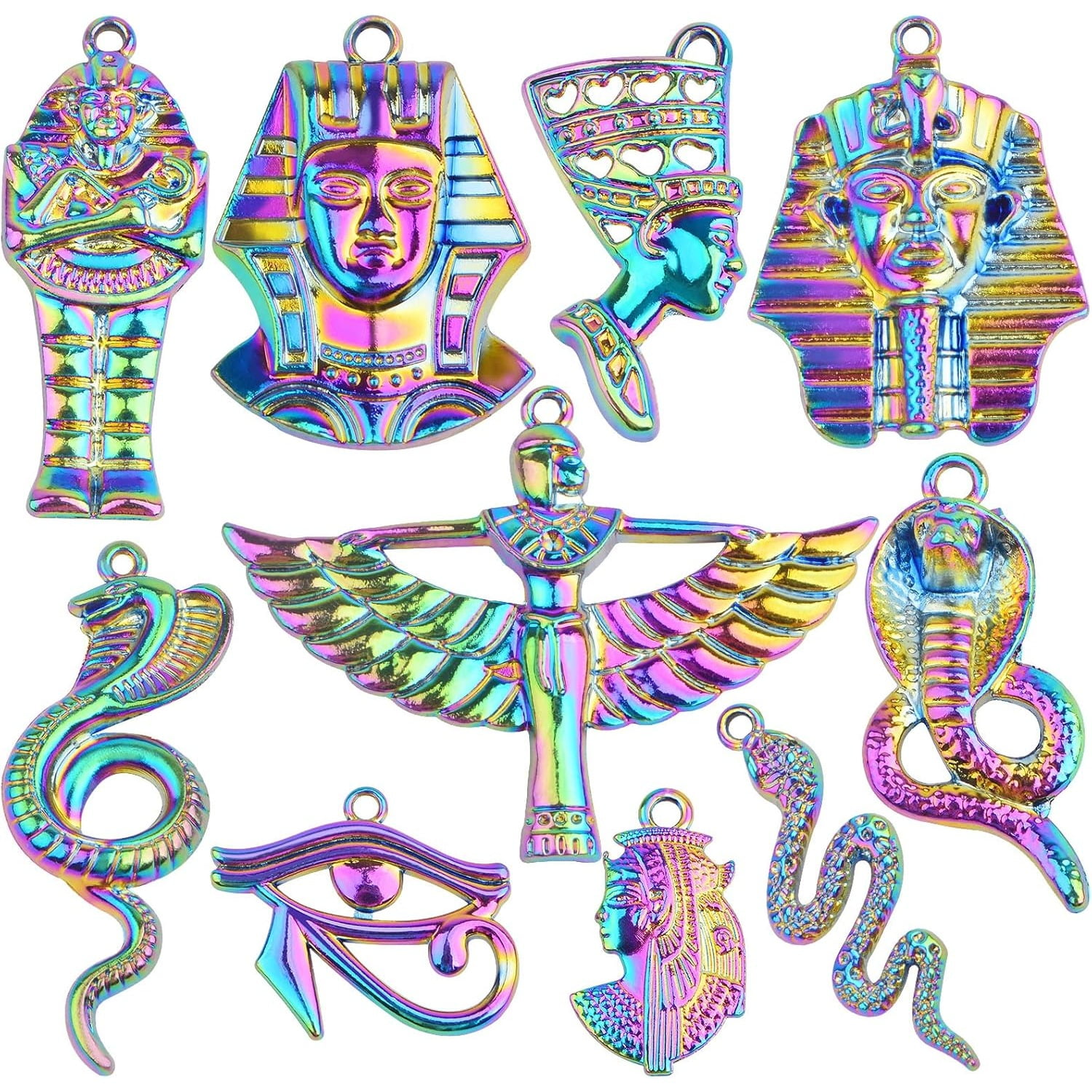 10pcs Rainbow Color Ancient Egypt Charms Mixed Pyramid Chief Snake ...