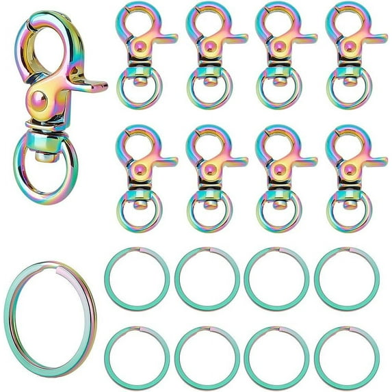 10pcs Rainbow Trigger Snaps Alloy Swivel Clasps with 10pcs 304 ...