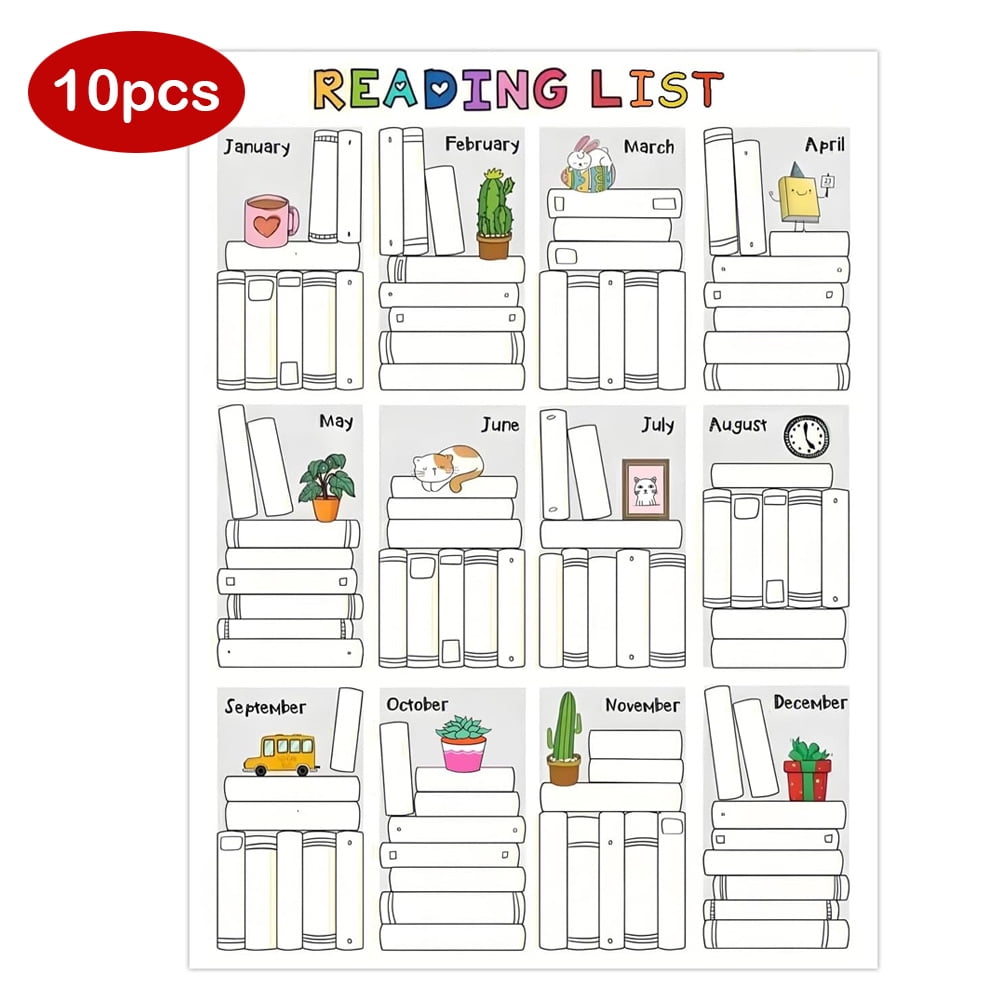 10pcs Reading List Stickers Book Tracker Labels Bookmarks Bookshelf ...