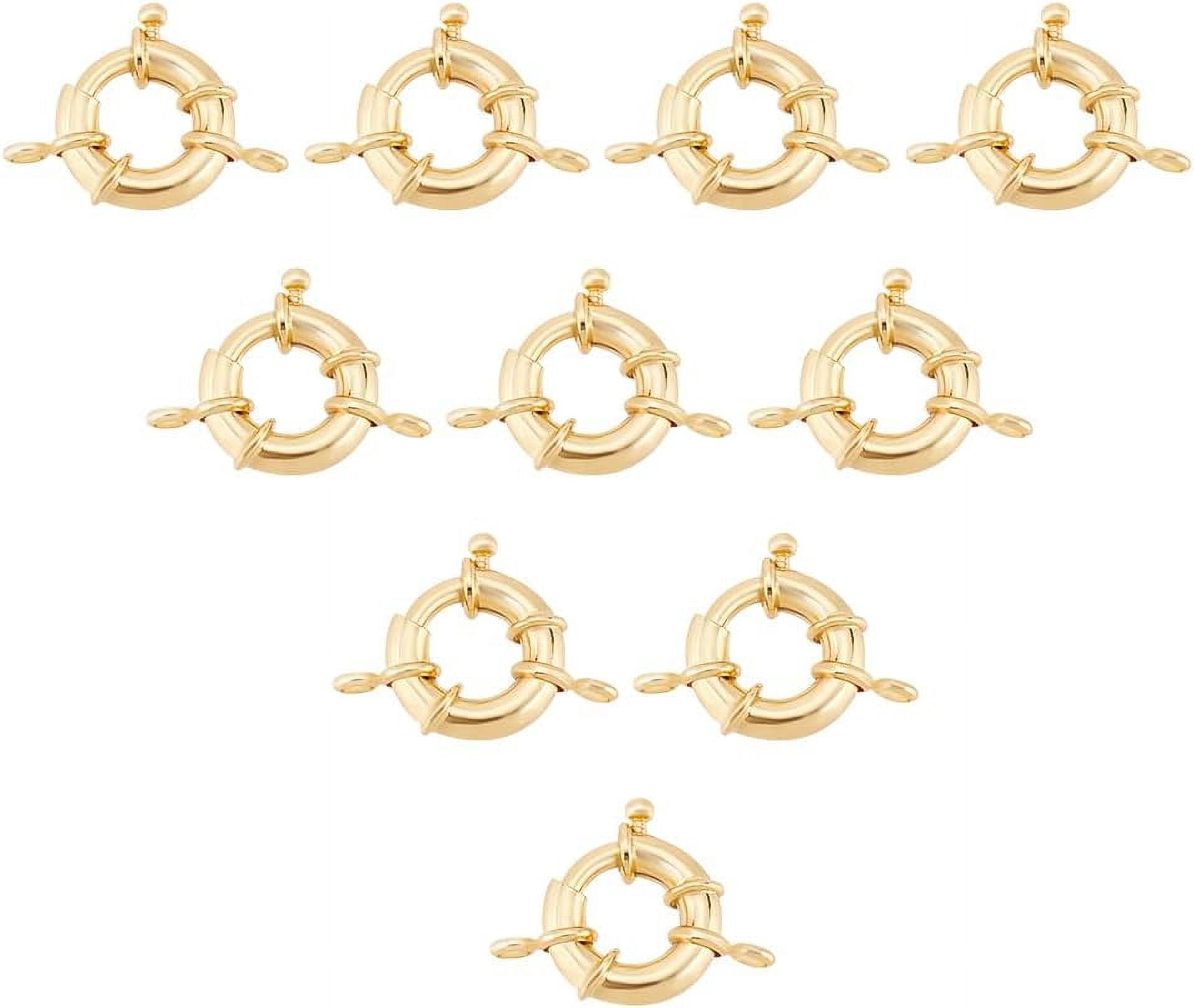 10pcs Real Gold Plated Metal Spring Ring Clasps Round Close Ring Clasp ...