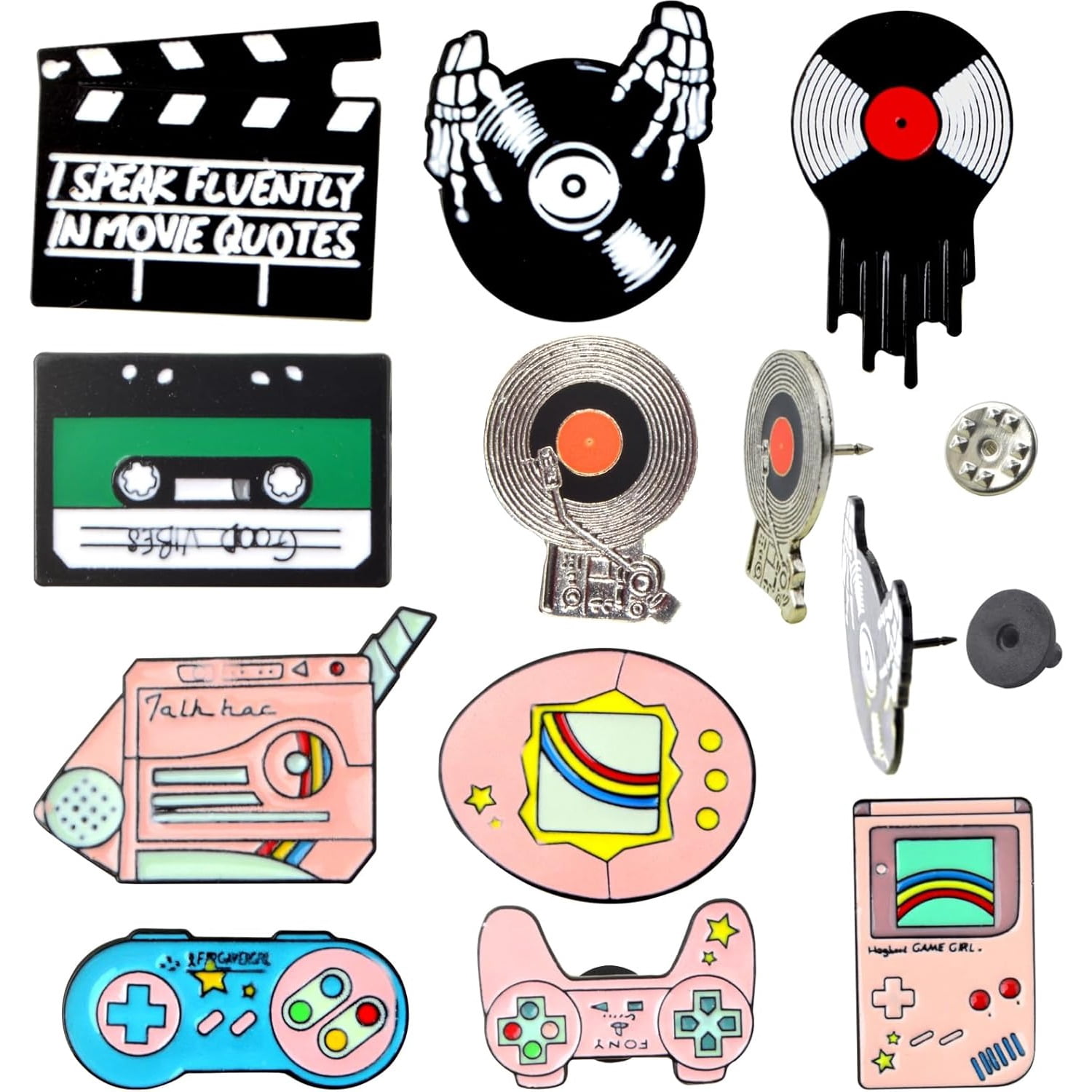 10pcs Record Phonograph Enamel Pins Retro Music Theme Lapel Pin ...