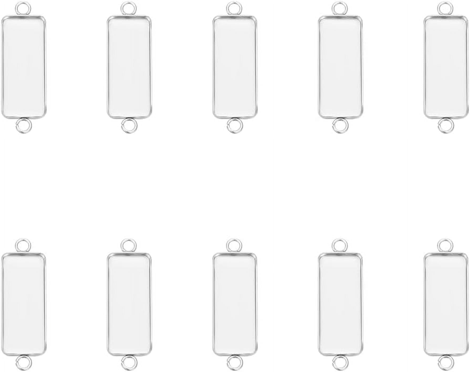 10pcs Rectangle Blank Bezel Pendant Connector Trays Charm 25x10mm ...