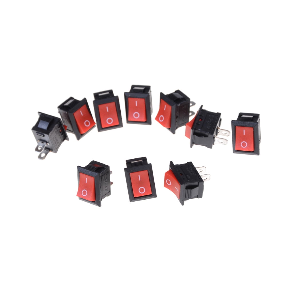 10pcs Red Rocker Switch 2 Pin KCD1-101 250V 6A Boatlike Switch 15*21MM ...