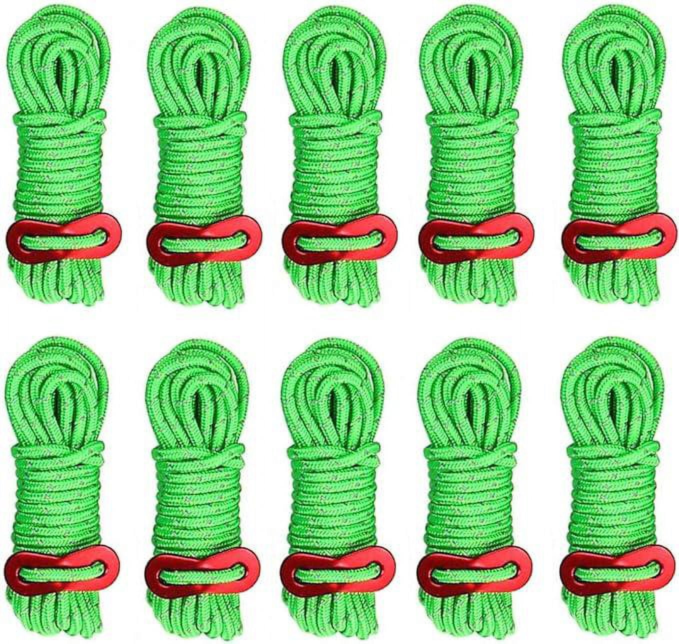 10x Reflective Tent Ropes 5mm Lightweight Rope Guide Rope 4M Long with ...