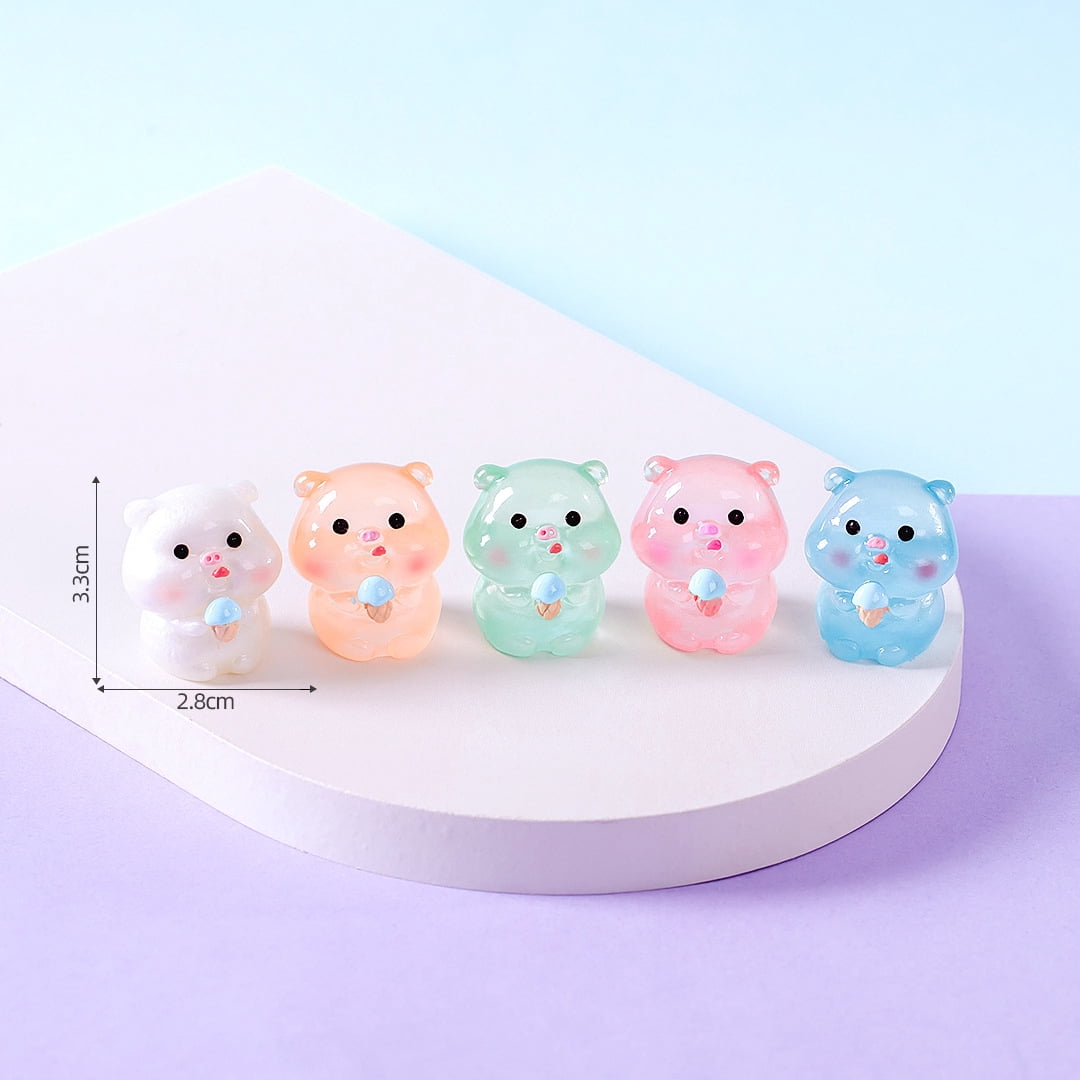 10pcs Resin Cute Miniature Pig Figurines Landscape Piggy Statues Doll ...