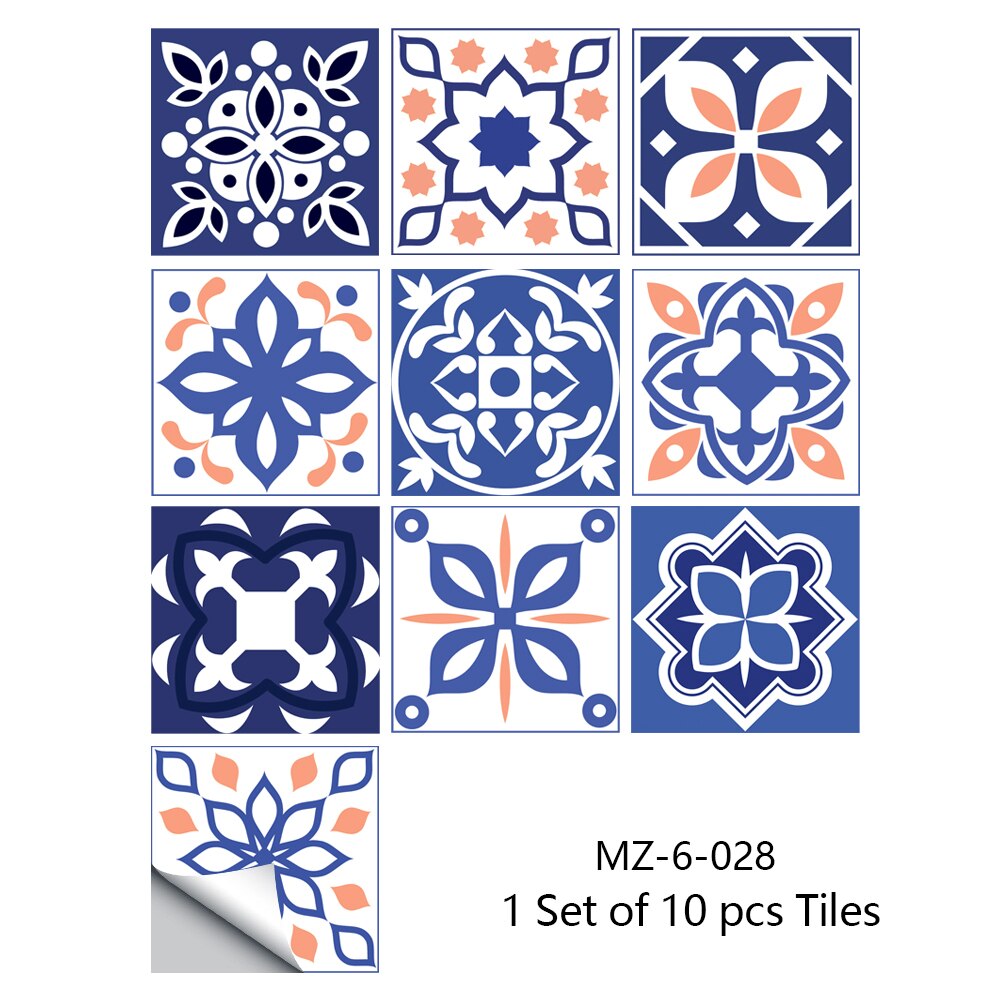 10pcs Retro Pattern Matte Surface Tiles Sticker Transfers Covers for ...