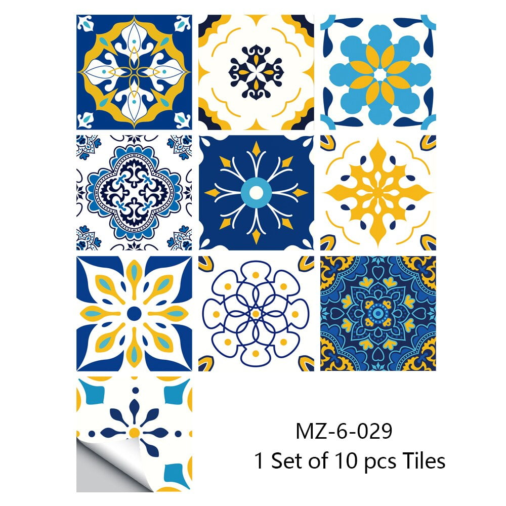 10pcs Retro Pattern Matte Surface Tiles Sticker Transfers Covers for ...