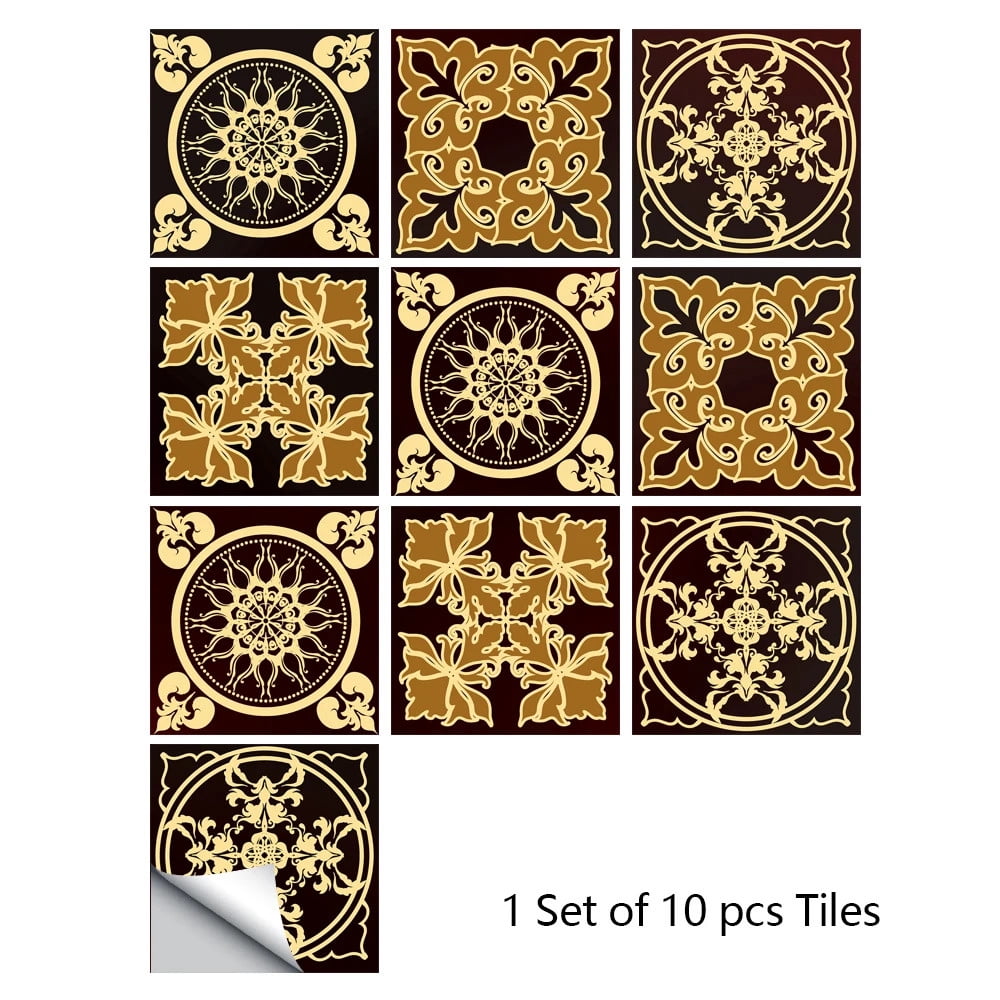 10pcs Retro Pattern Matte Surface Tiles Sticker Transfers Covers for ...