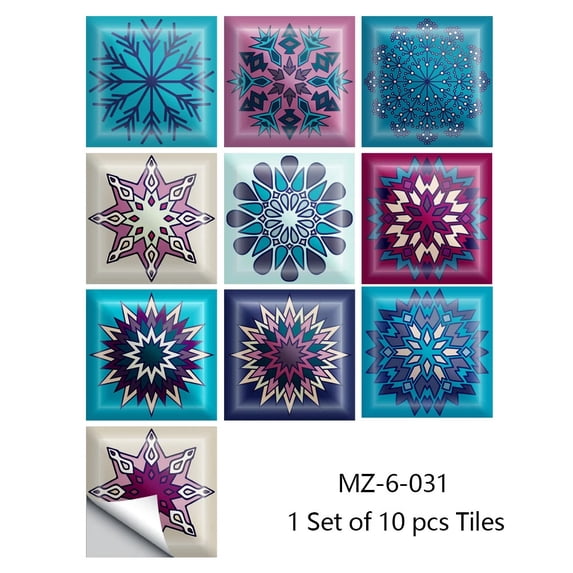 10pcs Retro Pattern Matte Surface Tiles Sticker Transfers Covers for ...