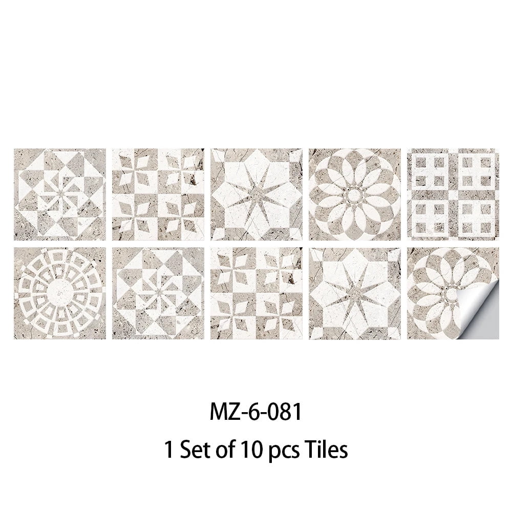 10pcs Retro Pattern Matte Surface Tiles Sticker Transfers Covers for ...