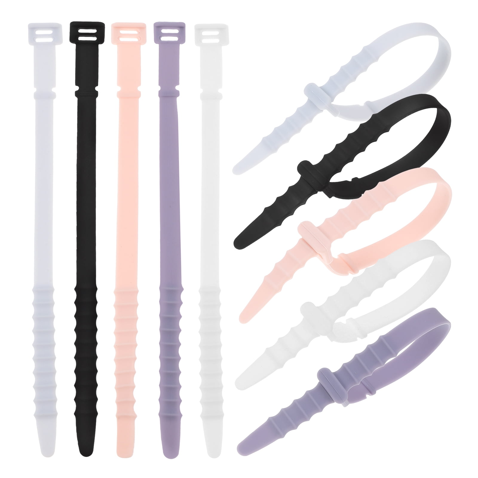 10pcs Reusable Silicone Rubber Cable Ties for Home Office Wire ...